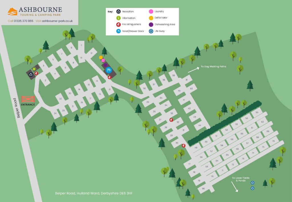 Ashbourne Touring & Camping - Park Map